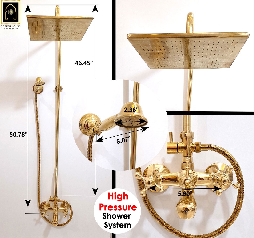 Unlacquered Brass Exposed Shower With Tub Filler - Etsy