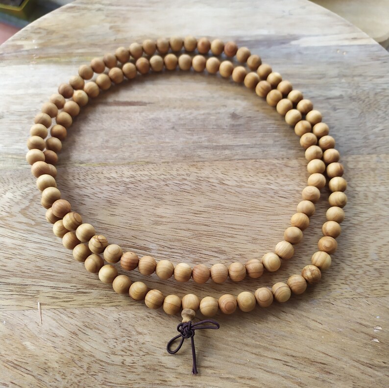 Natural Western Red Cedar Wood Round Bead Mala in 8mm Bead - Etsy