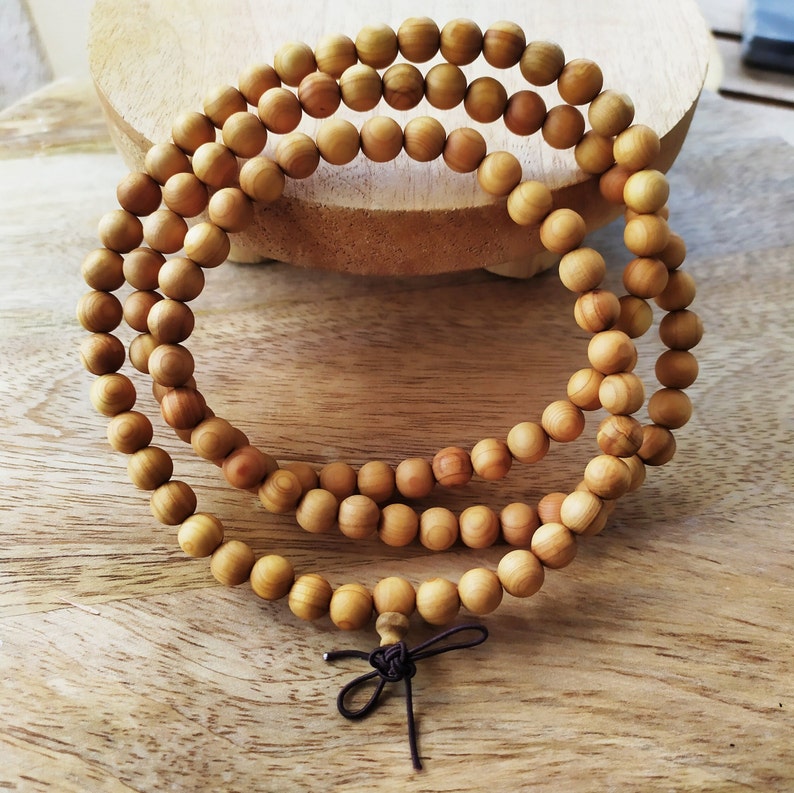 Natural Western Red Cedar Wood Round Bead Mala in 8mm Bead - Etsy