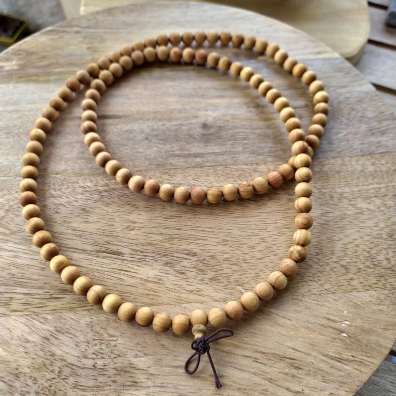 Natural Western Red Cedar Wood Round Bead Mala in 8mm Bead - Etsy