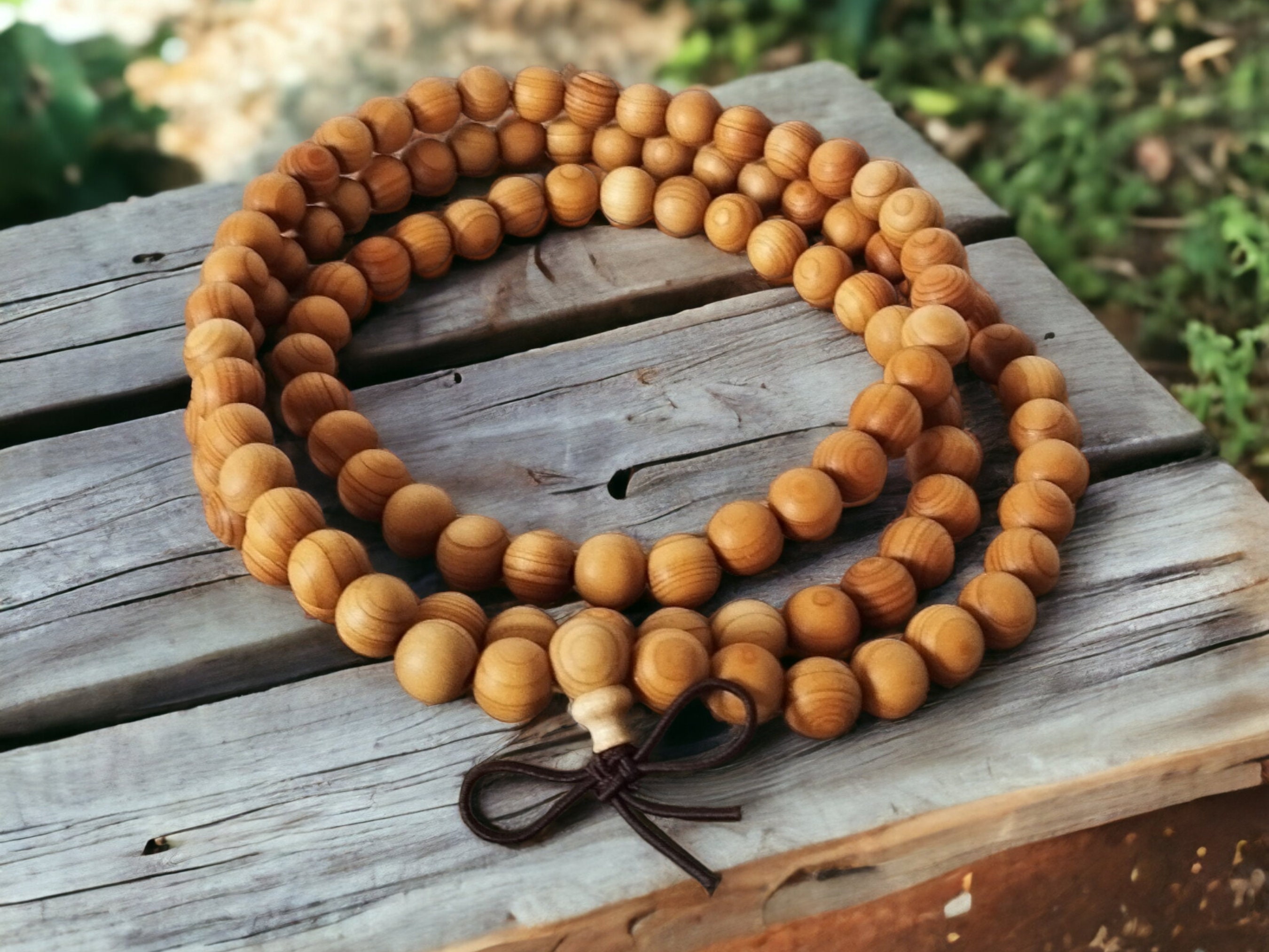 Natural Western Red Cedar Wood Round Bead Mala in 8mm Bead - Etsy