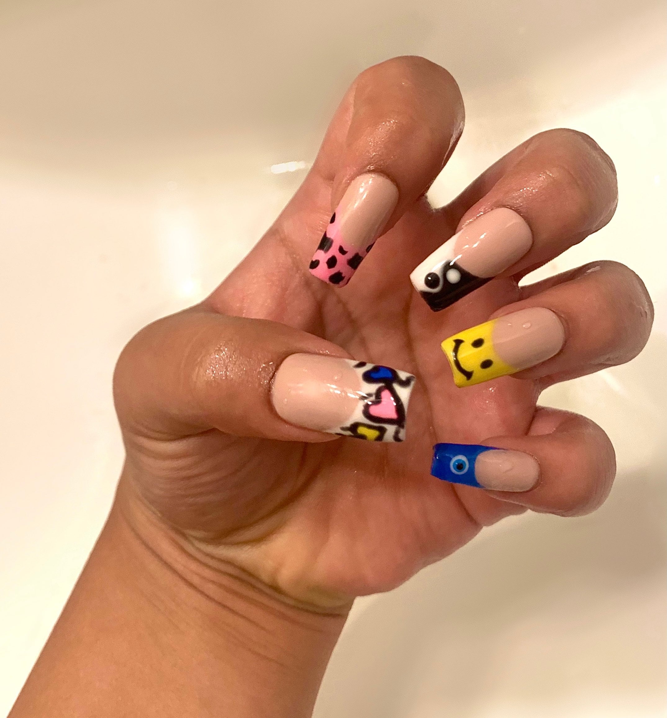 Mixed Prints Medium Length Square Press on Nails - Etsy