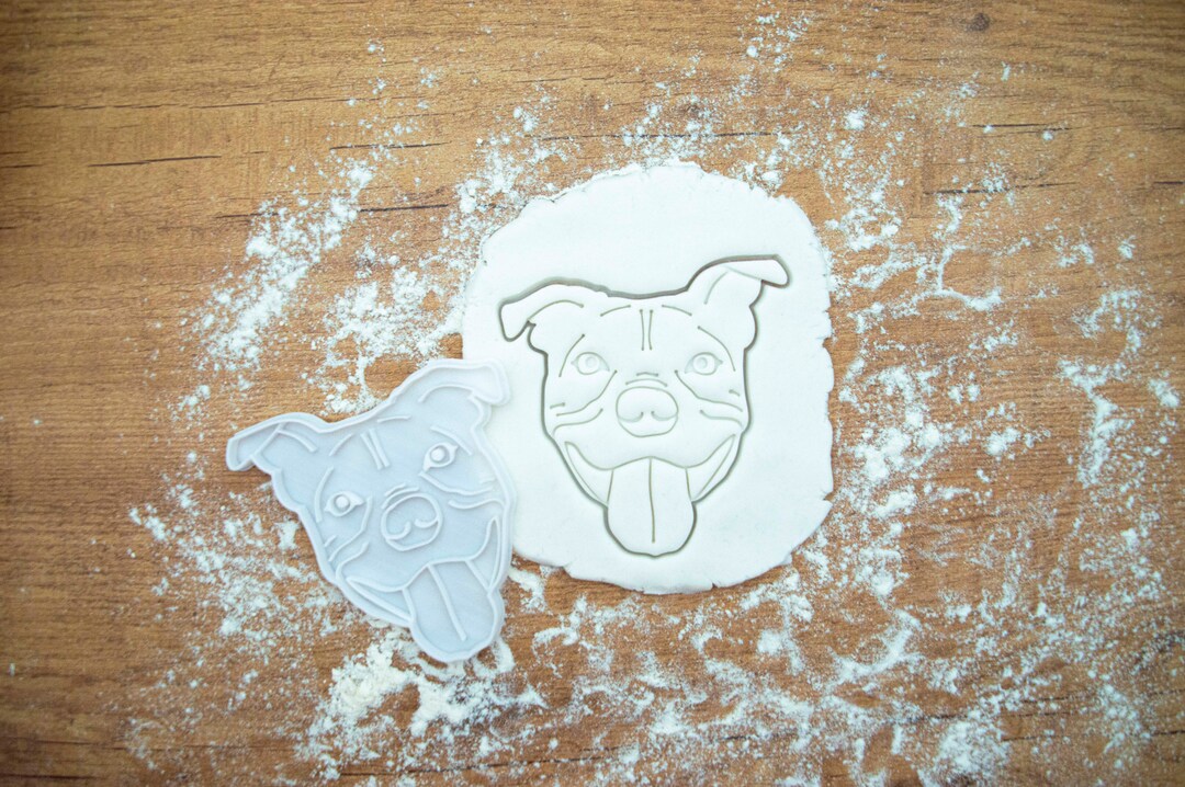 Pitbull Face Cookie Cutter and Stamp, Dough Fondant and Clay Embossers ...