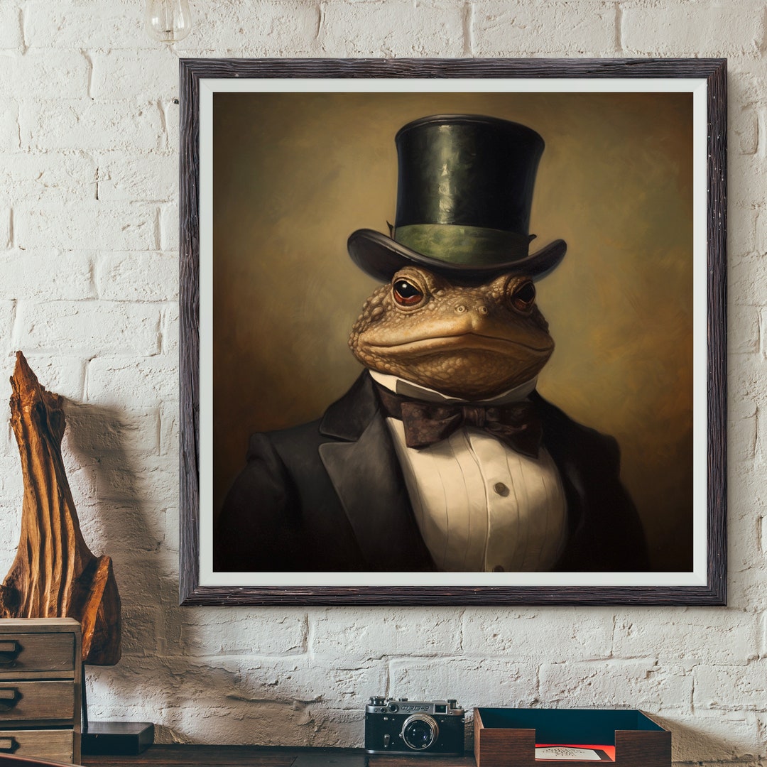 Mr Fancy Toad in a Top Hat, Renaissance Animal Painting, Animal Head ...