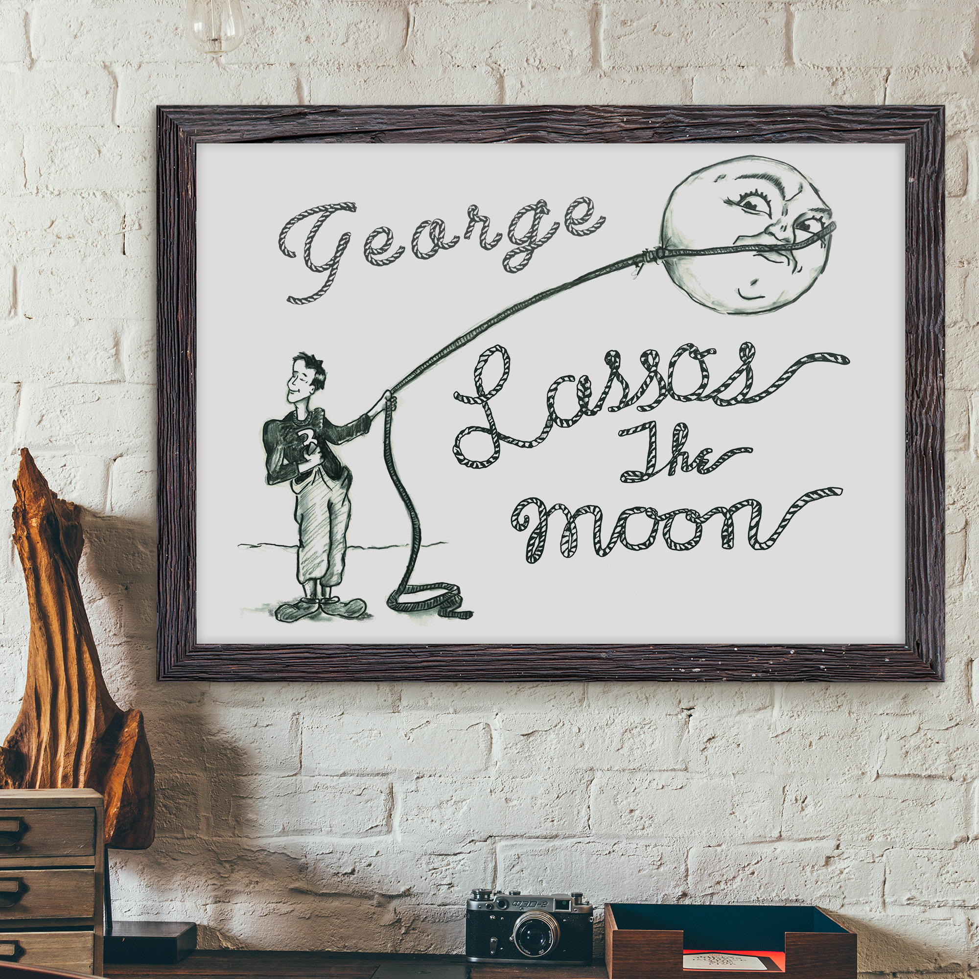 George Lassos the Moon, Its a Wonderful Life A4-A2 - Art Print - Etsy