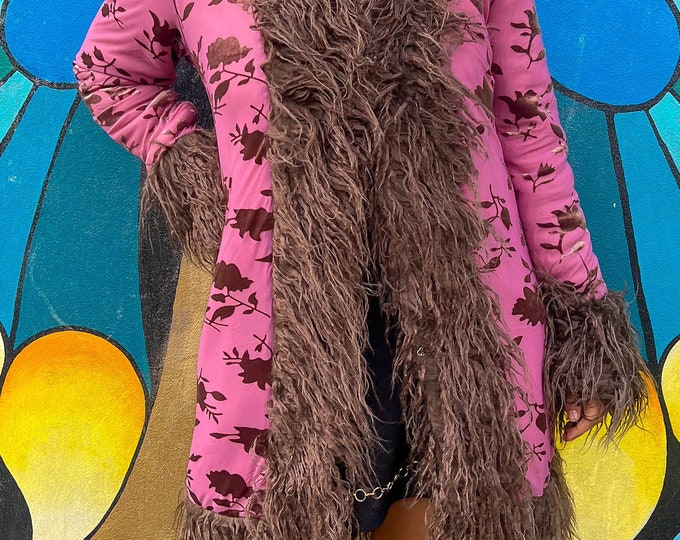 Berry Velvet Afghan Penny Lane 70s Fleece Lined Jacket Coat Festival ...