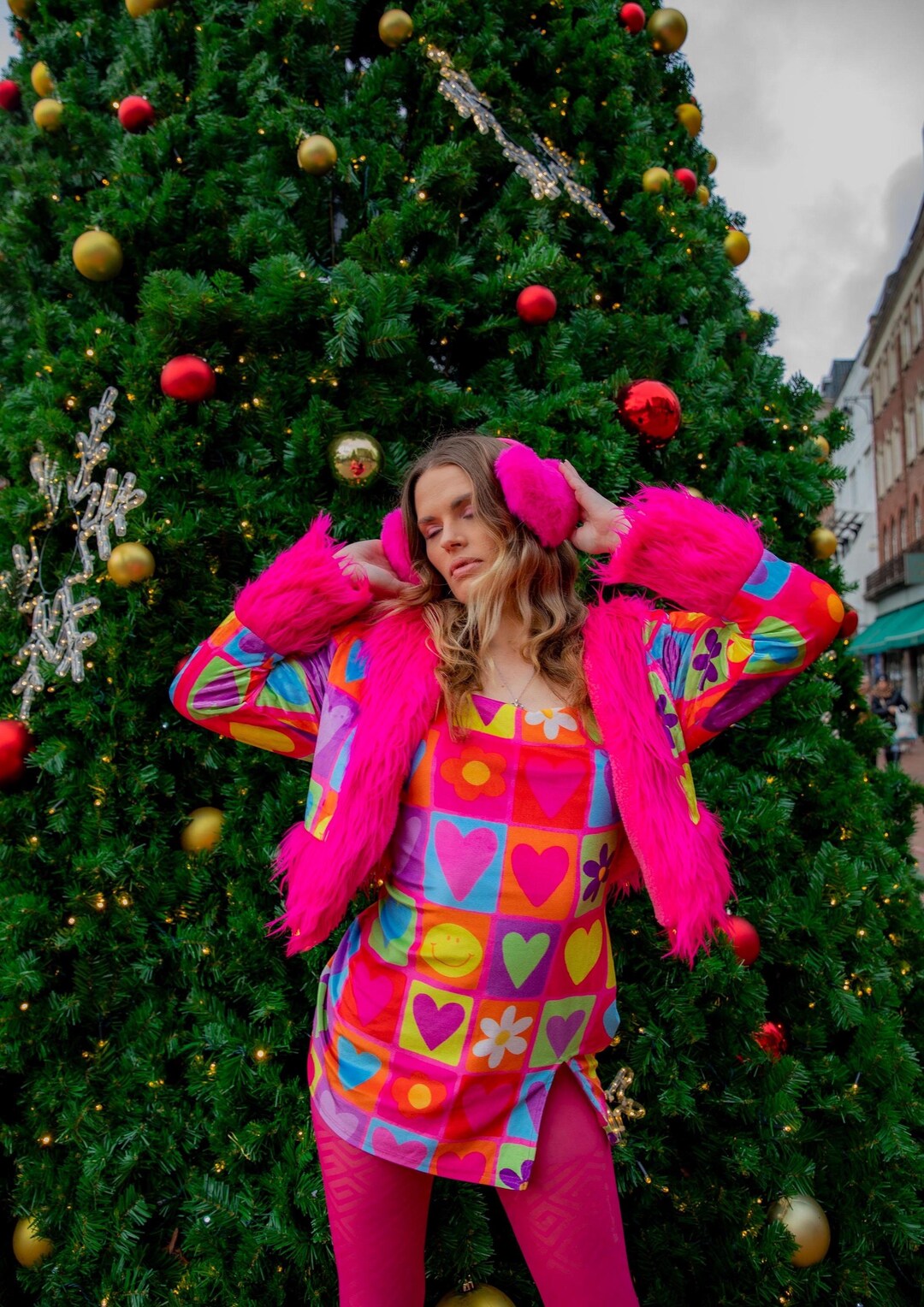 Happy Daze Crop Pink Faux Fur Coat Penny Lane Afghan Festival Winter ...