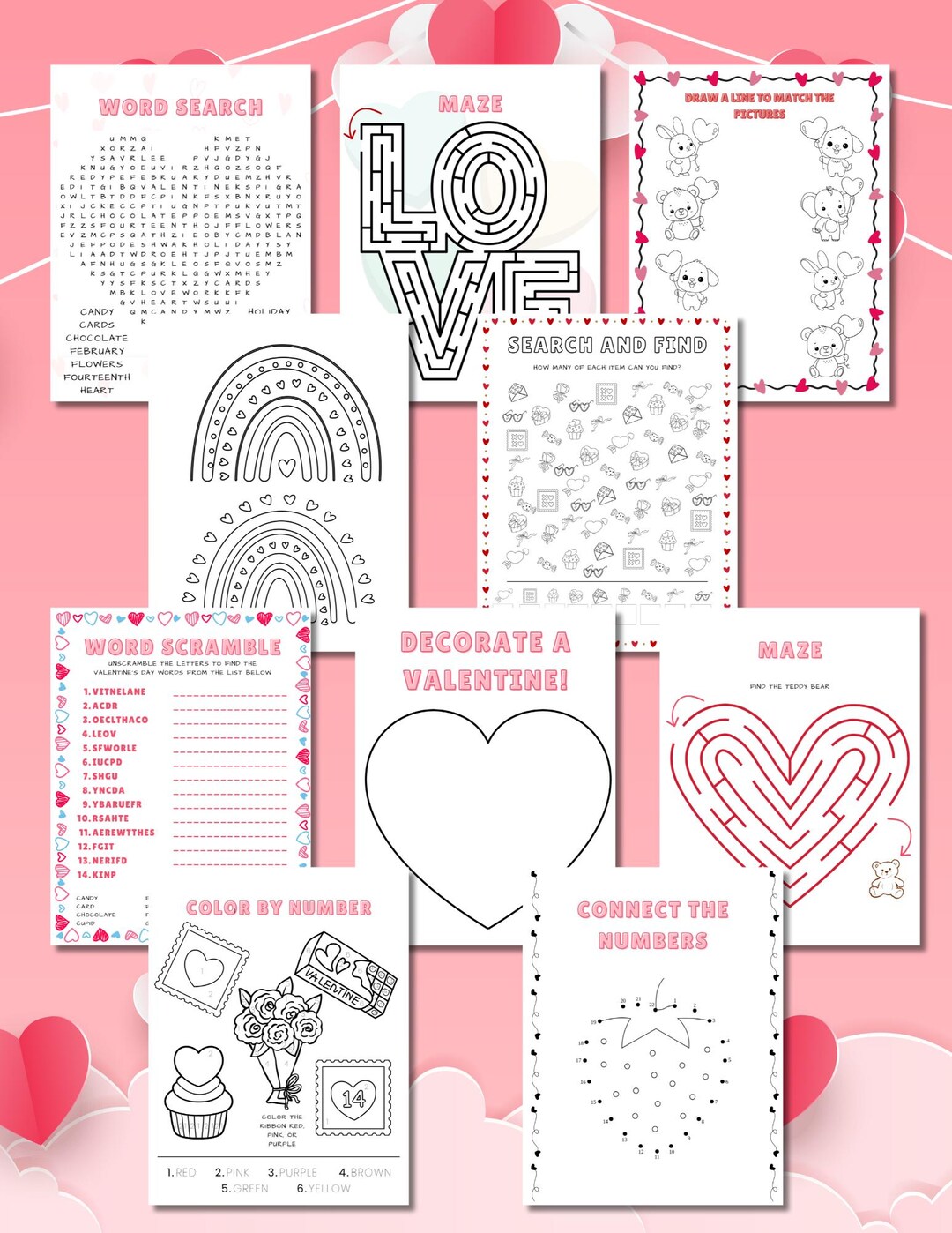 Valentine's Day Worksheet Bundle | Printable Worksheets | 10-pack - Etsy