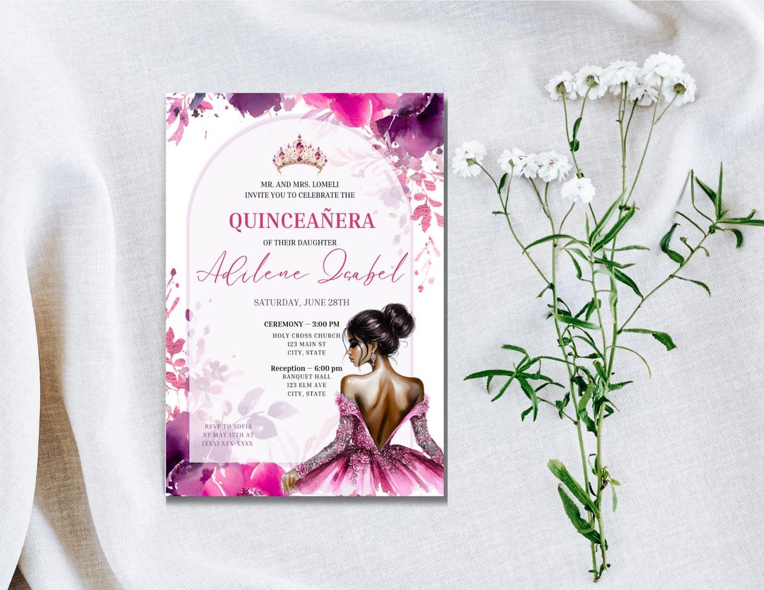 Editable Pink Quinceañera Invitation Template (digital Download) - Etsy