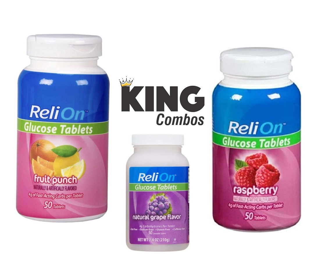 Relion Flavor Glucose Tablets 3 Pack Flavor Raspberry, Fruit Punch ...