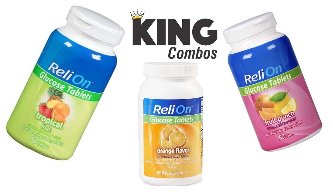 Relion Flavor Glucose Tablets 3 Pack Flavor Tropical, Fruit Punch ...