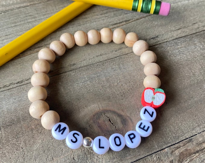 Teacher Bracelet, Pencil Bracelet, Stackable Bracelet, Teacher Wood Bracelet, Teacher Gift ...