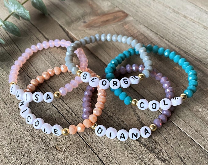 Name Bracelets Personalized Bracelets Custom Word Bracelet Stackable ...