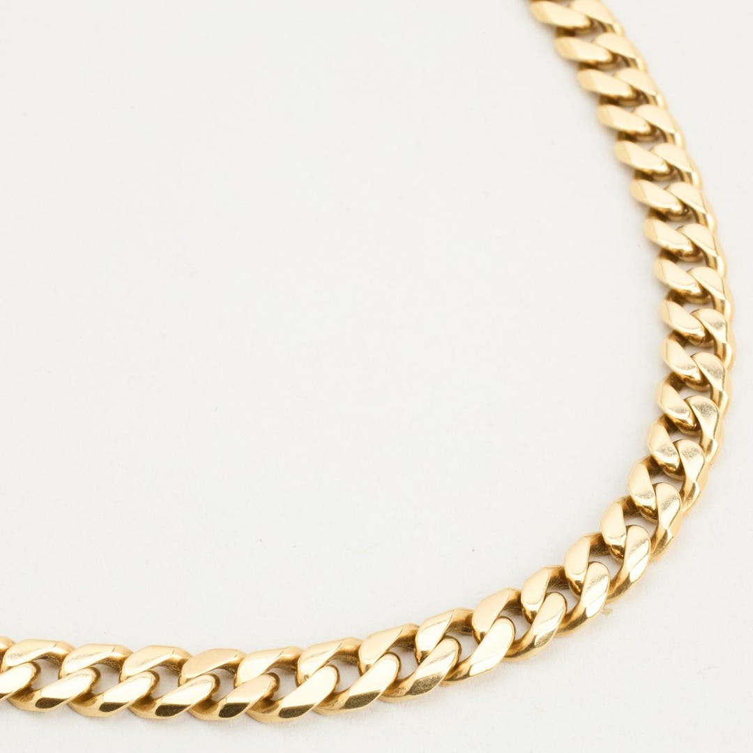 Curb Necklace in 14K Gold, 19.69 Inches | Solid Gold | Minimalistic - Etsy