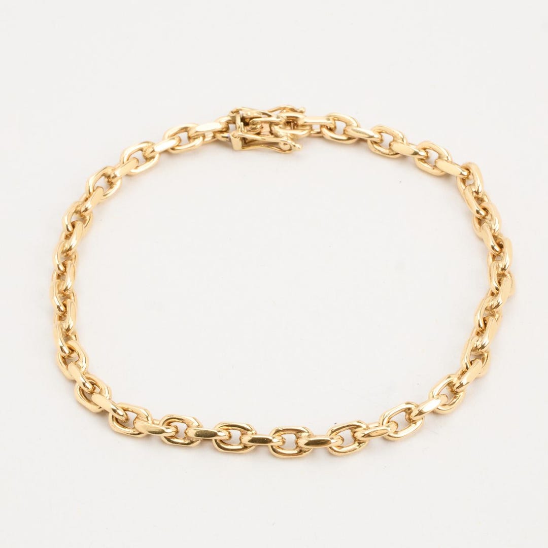 Anchor Chain Bracelet in 14K Gold, 7.09 Inches Solid Gold Quality - Etsy
