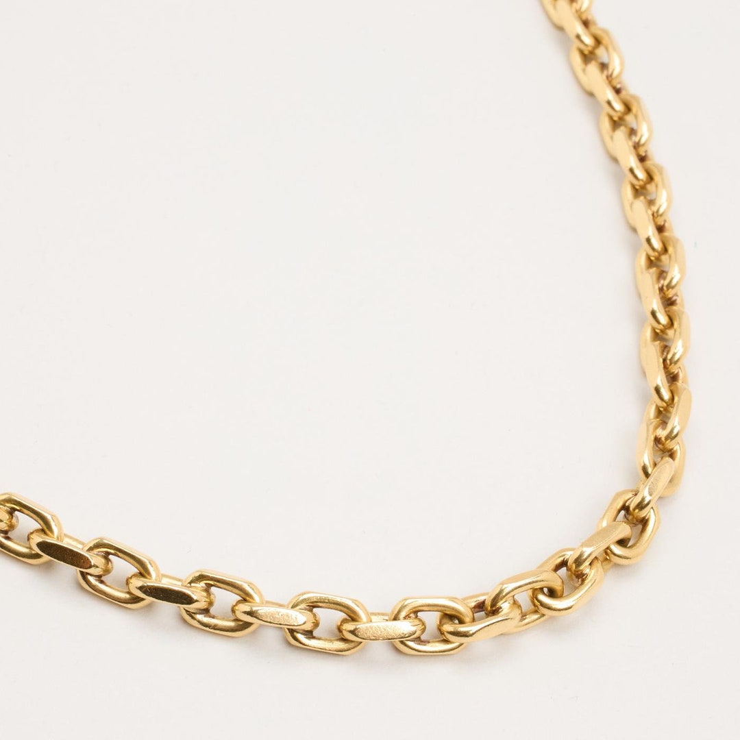 Anchor Chain Necklace in 14K Gold, 30.51 Inches Real Genuine Gold Fine ...