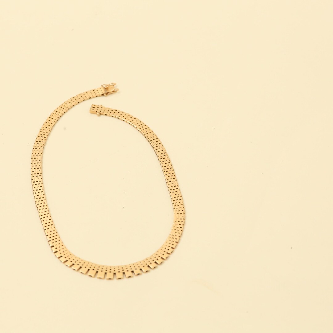 Brick Necklace in 14K Gold 15.35 Inches Real Genuine Gold - Etsy