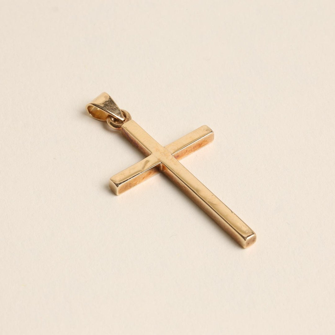 Pendant in 14K Gold, 1.5 Inches Real Genuine Gold Minimalistic Gold ...
