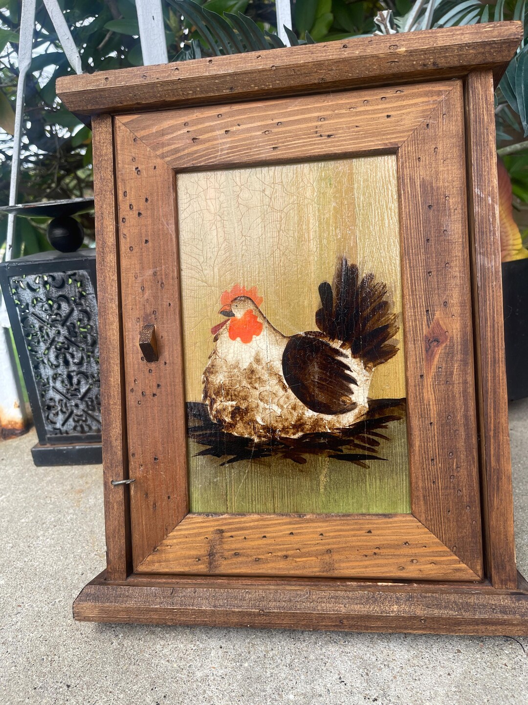 Vintage, Rustic, Wood, Key Cabinet With Country Chicken Decor - Etsy