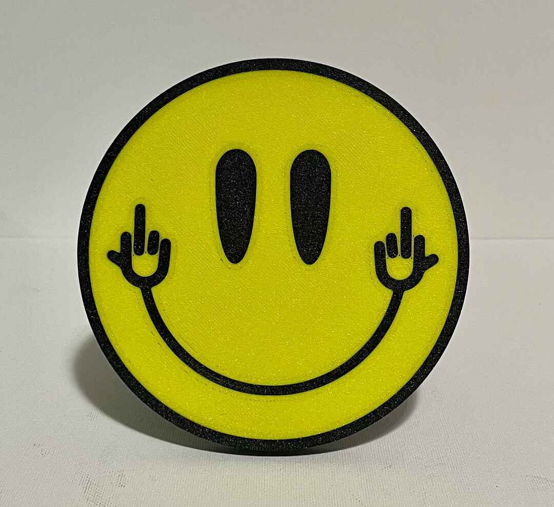 Middle Finger Smiley Face 3D Printed Hitch Cover | F-bomb Yellow Grin ...
