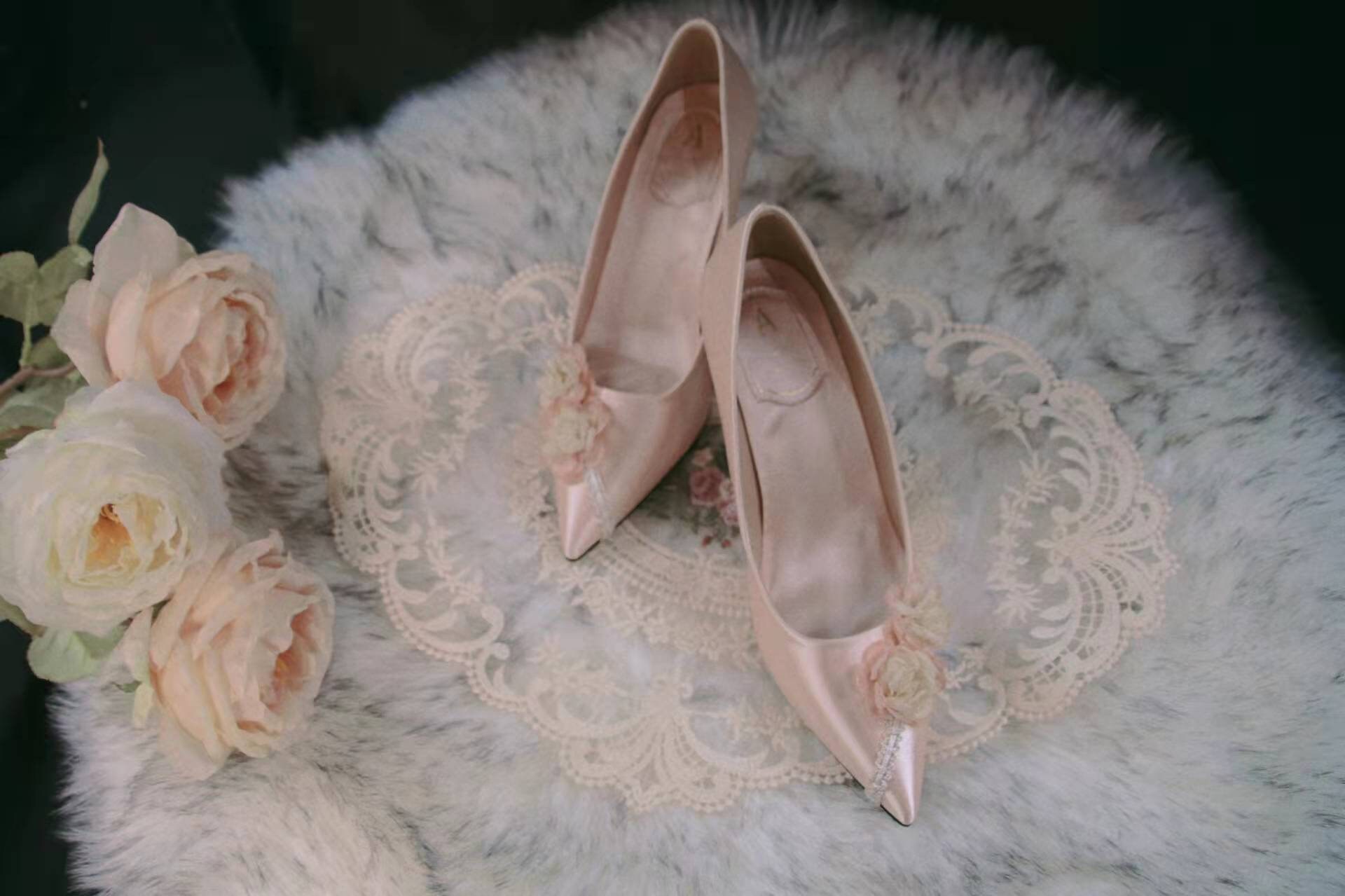 Champagne Pink Heels Marie Antoinette Rococo Baroque Bridal Heels Paris ...