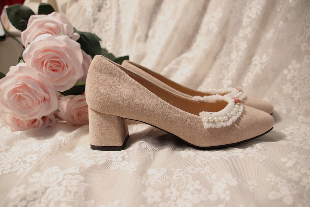 Beige Pumps Marie Antoinette Rococo Baroque Bridal Pumps Paris - Etsy