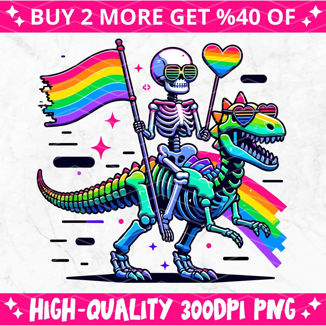 Skeleton Riding Dinosaur LGBTQ PNG, Skeleton Png, Skeleton Pride Png ...