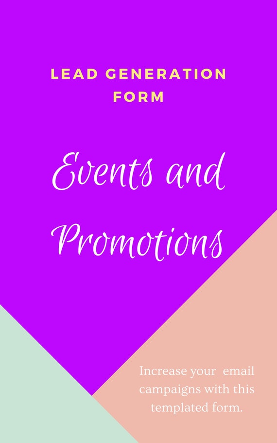 Lead Generation Sign up Template Events and Promotions - Etsy