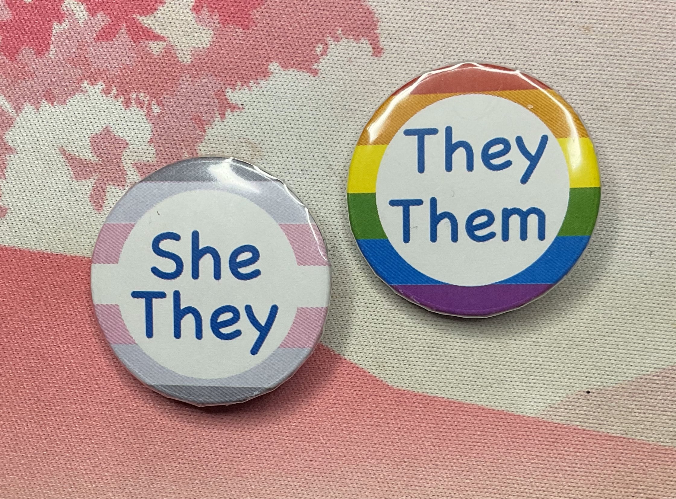 Custom Pronoun Badge With Custom Flag Background - Etsy