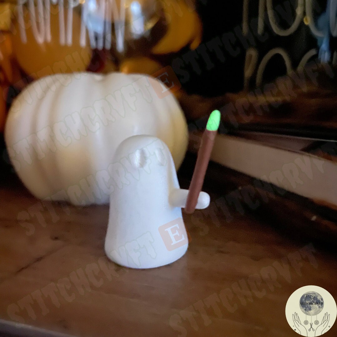 ADOPT A GHOST | Polymer Ghost Holding Wand With Glowing Tip | Handmade ...
