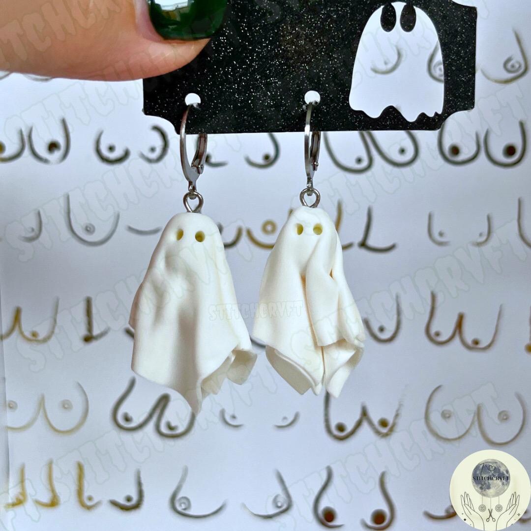 GHOST EARRINGS Sheet Ghost Earrings Polymer Clay Handmade to Order ...