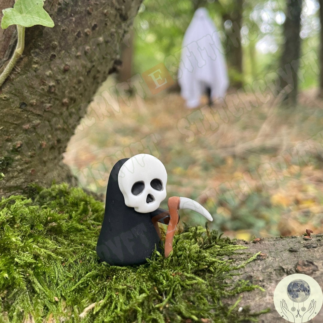 ADOPT A GHOST | Grim Reaper Ghost Holding Harvest Tool | Handmade to ...