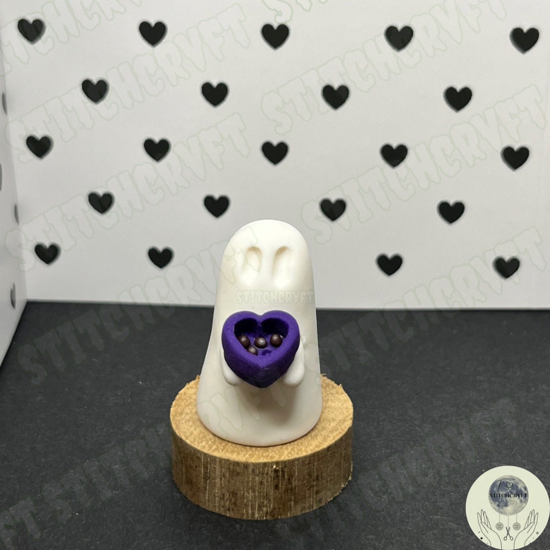 ADOPT A GHOST | Polymer Ghost Holding Tiny Box of Chocolates | Handmade ...