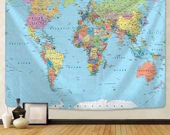 Kids World Map Wall Hanging - Etsy UK
