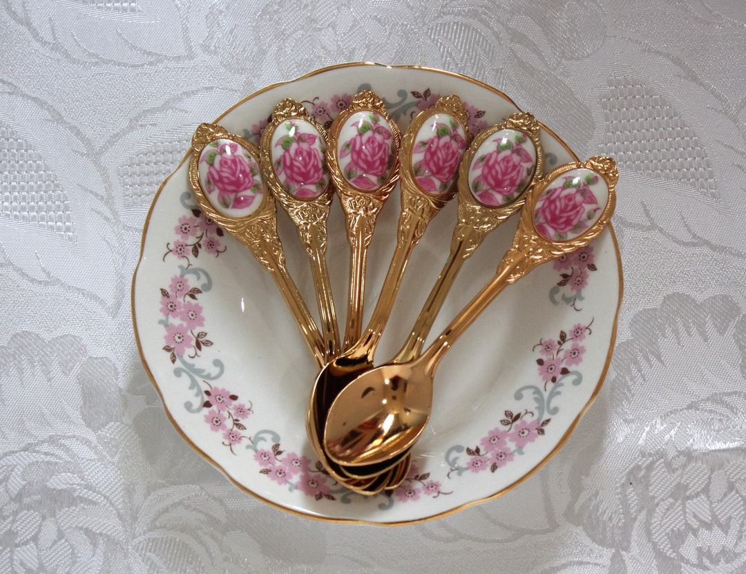 Floral Gold Teaspoon X 6 - Etsy