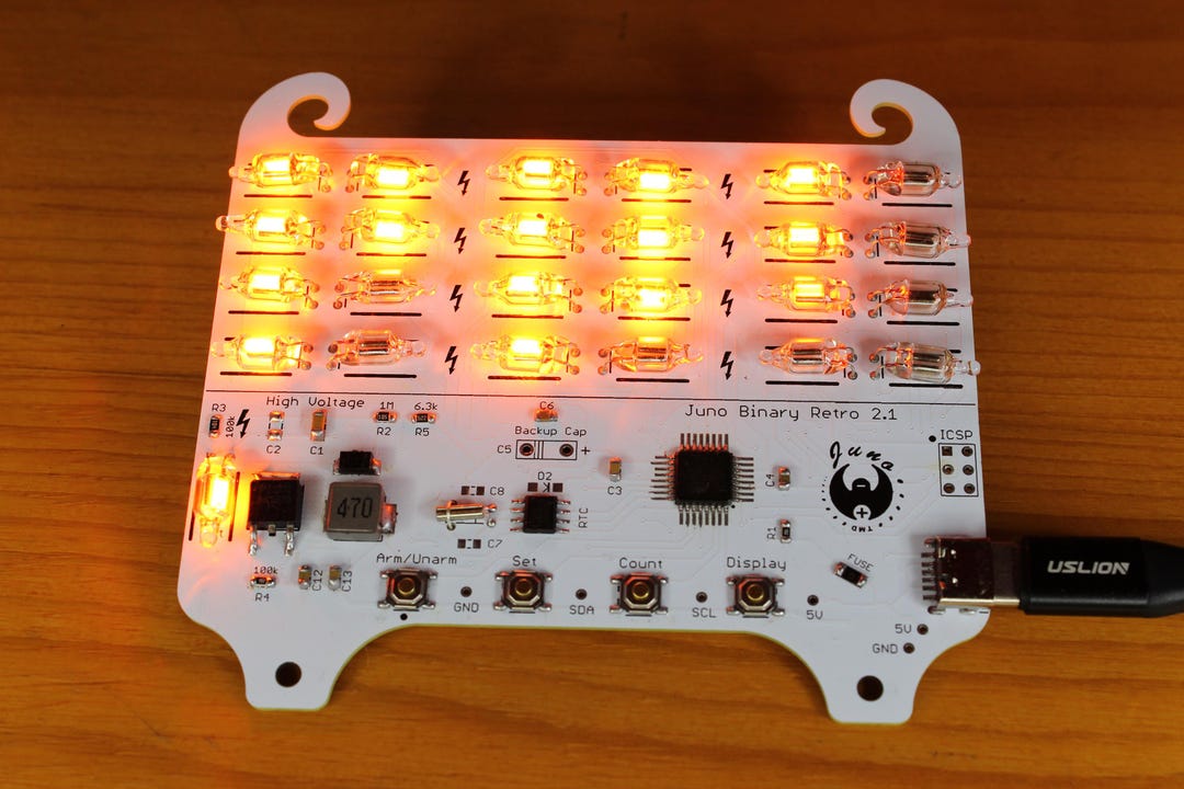 New Juno Binary Clock Retro 2.1: A 24 High Voltage Neon Lamp RTC W/ AVR ...