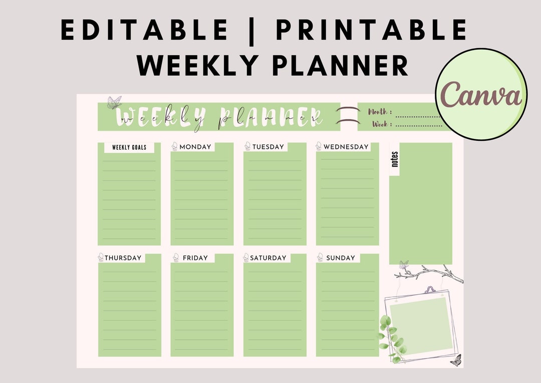 Printable Digital Weekly Planner - Etsy
