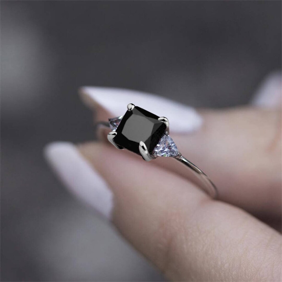 Onyx Square Ring, One of a Kind Genuine Black Onyx Ring, Raw Onyx Ring ...