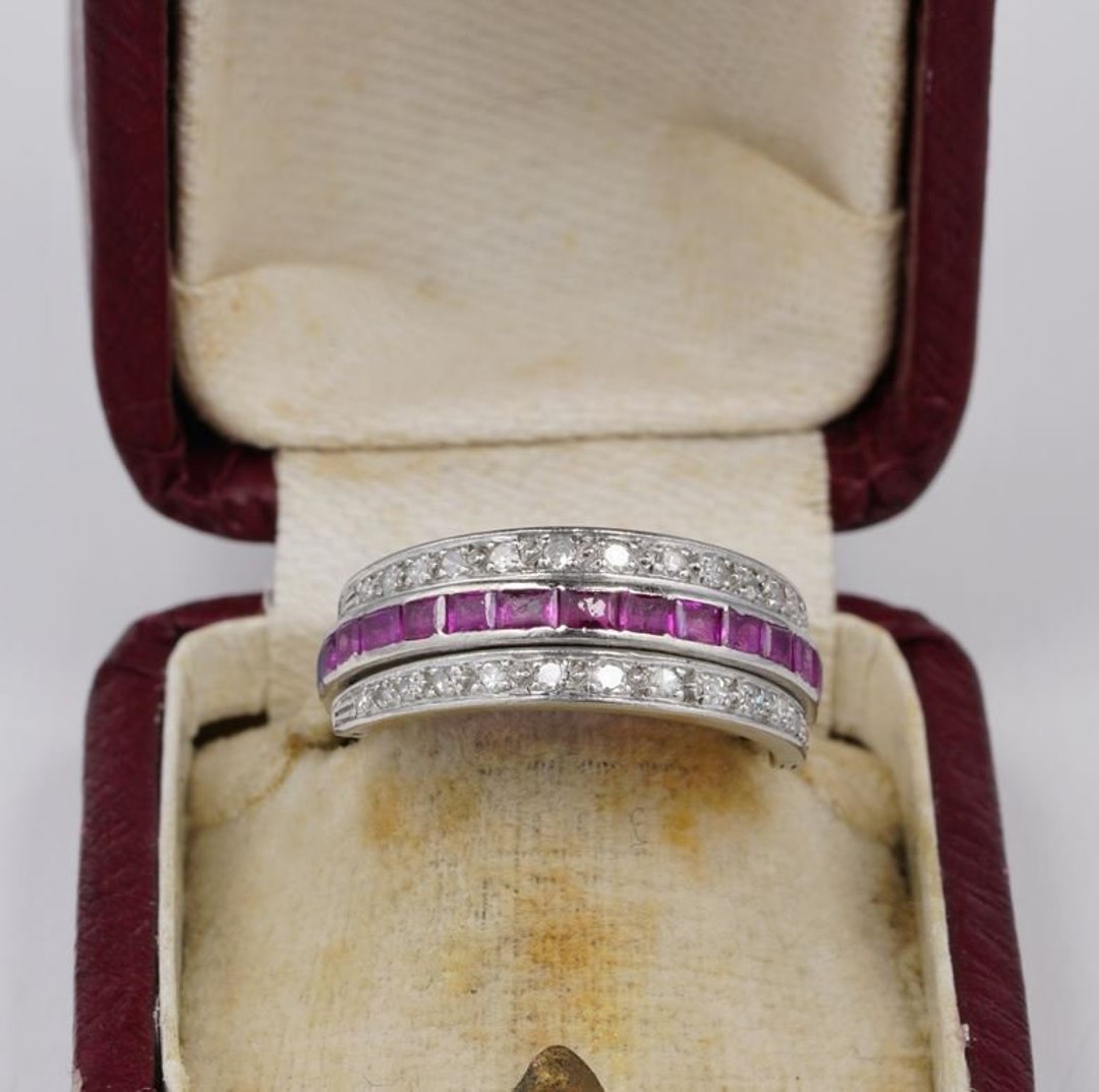 Ruby, Emerald and Diamond Lab Grown Studded Flip Silver Ring | Multi ...