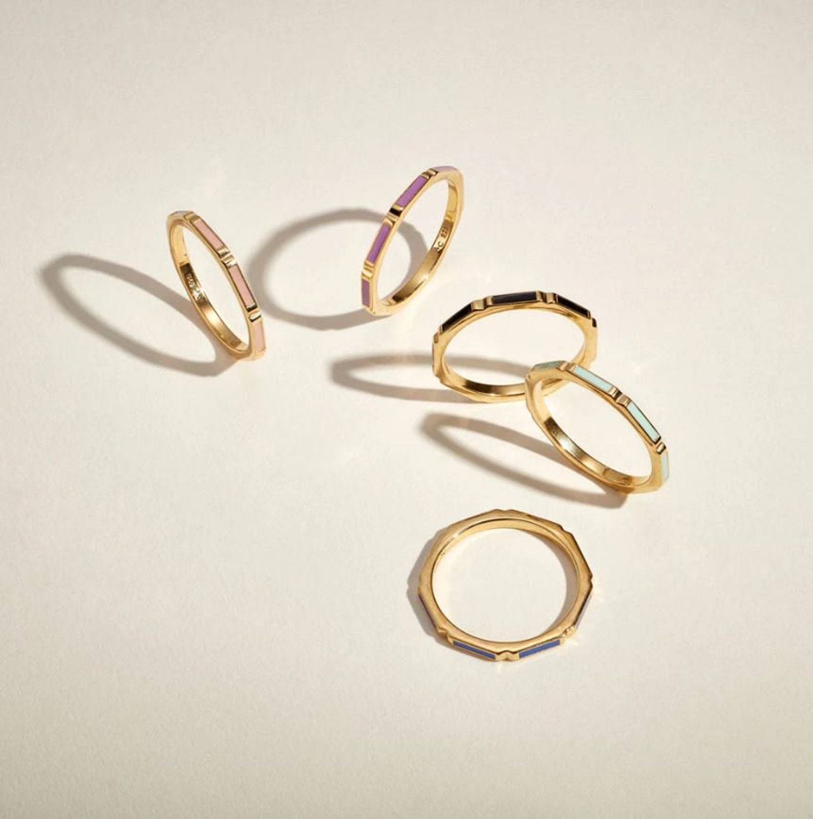 Multiple Color Enamel Gold Filled Bands ~ Silver Band Ring ~ Simple ...