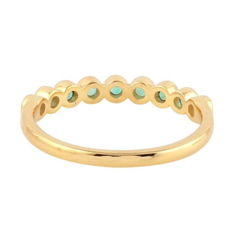 14k Solid Gold Filled Silver 9 Stone Ring Rund Cut Emerald and Sapphire ...