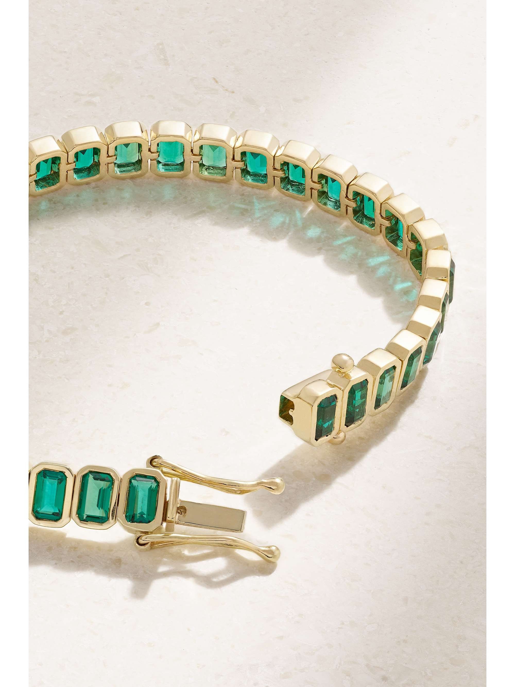 14K Gold Emerald Cut Emerald Tennis Bracelet Emerald Birthstone ...
