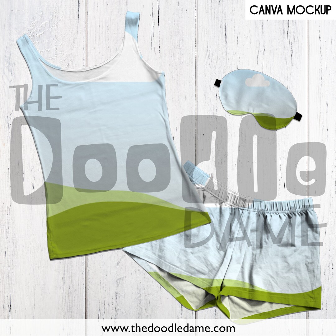 Canva Frame Mockup of Ladies Summer Pajamas - Realistic Mockup - PDF ...