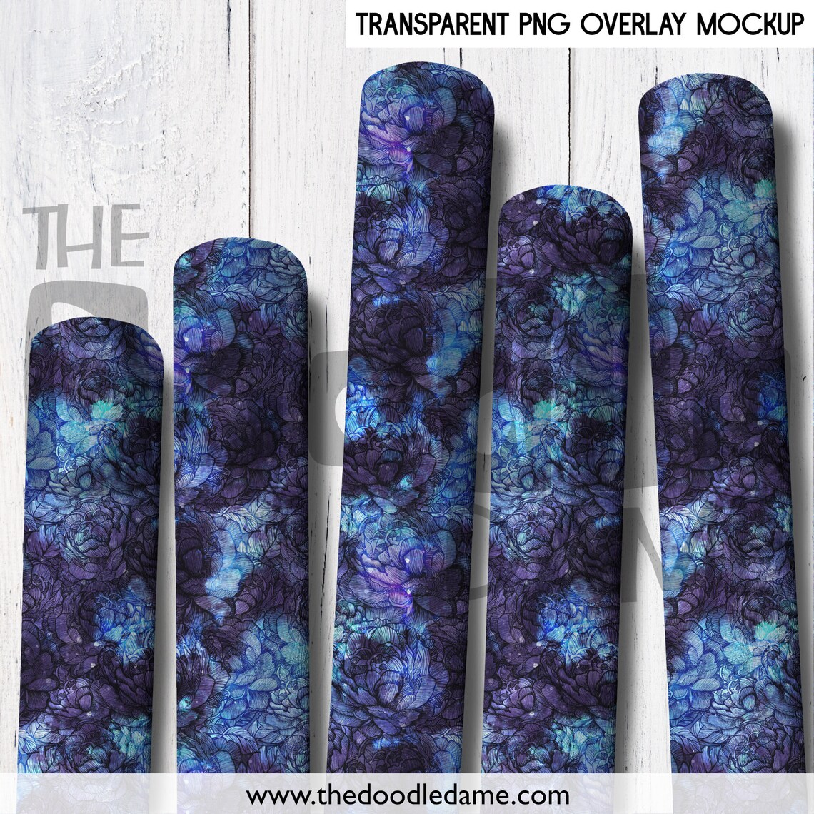 Transparent PNG Overlay Mockup of 5 Textured Vinyl Rolls - Basic Mockup ...