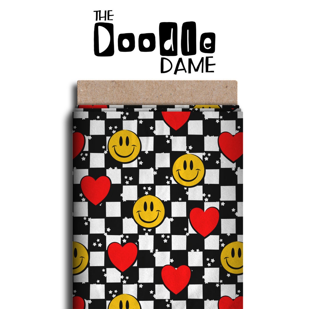 Seamless Digital Pattern Black and White Check Checkered Hearts ...