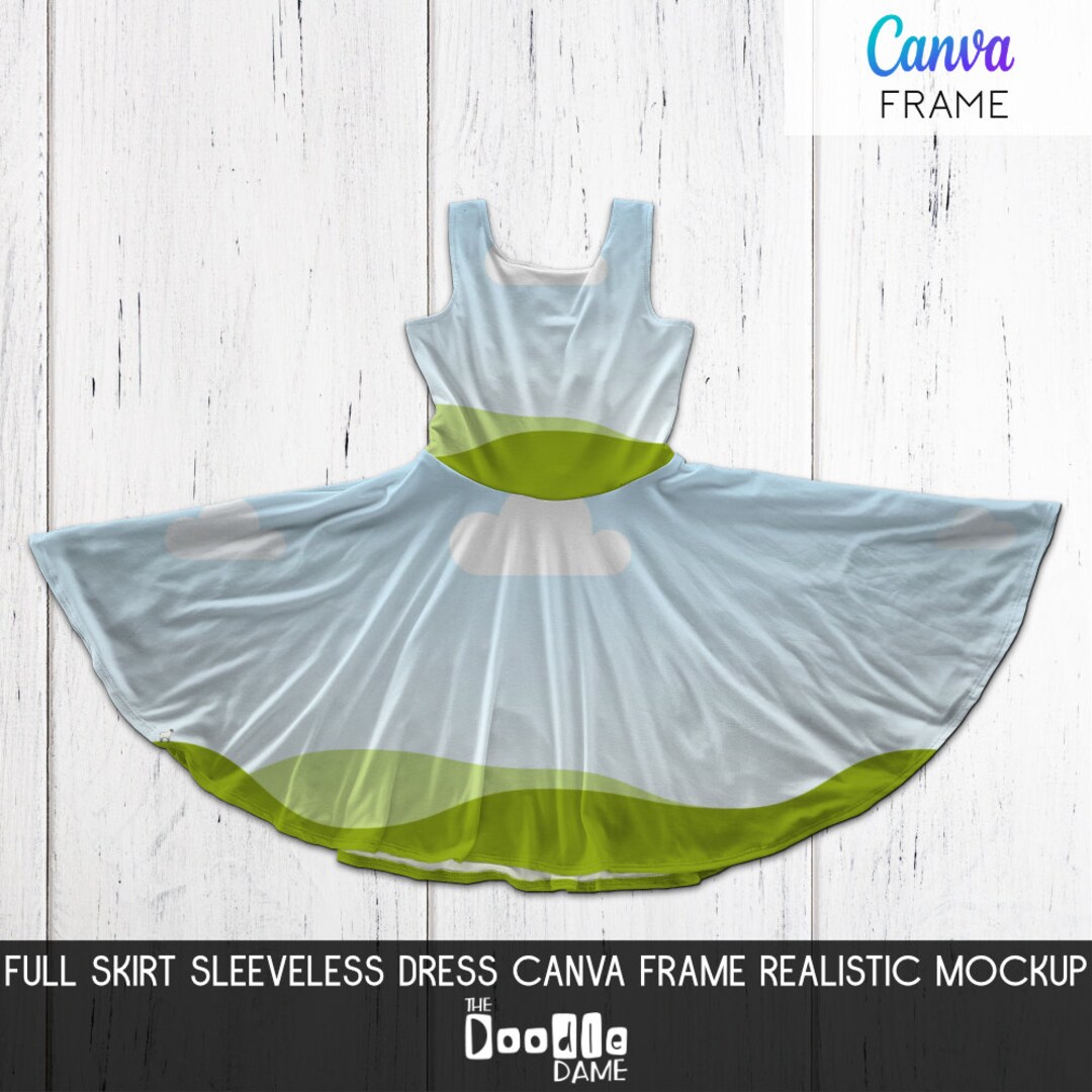 Canva Frame Mockup of a Full Skirt Sleeveless Dress Realistic Mockup PDF Drag and Drop Mockup - Etsy