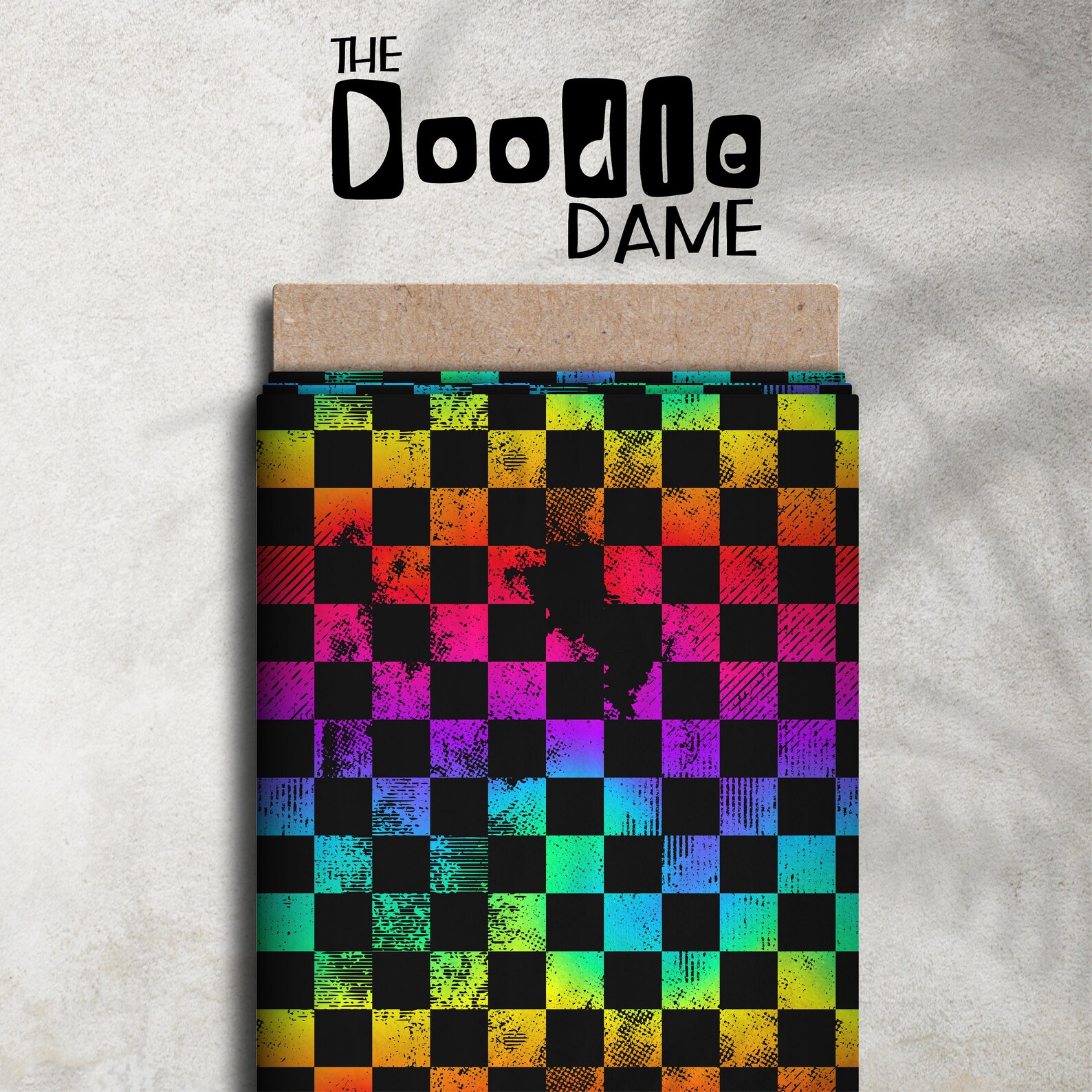 Seamless Digital Pattern Rainbow and Black Check Grunge | Bright Checkered - Tile Infinitely ...