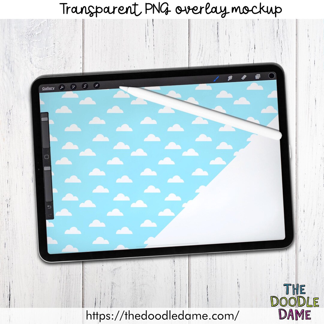 Transparent PNG Overlay Mockup of iPad and Procreate App - Basic Mockup ...