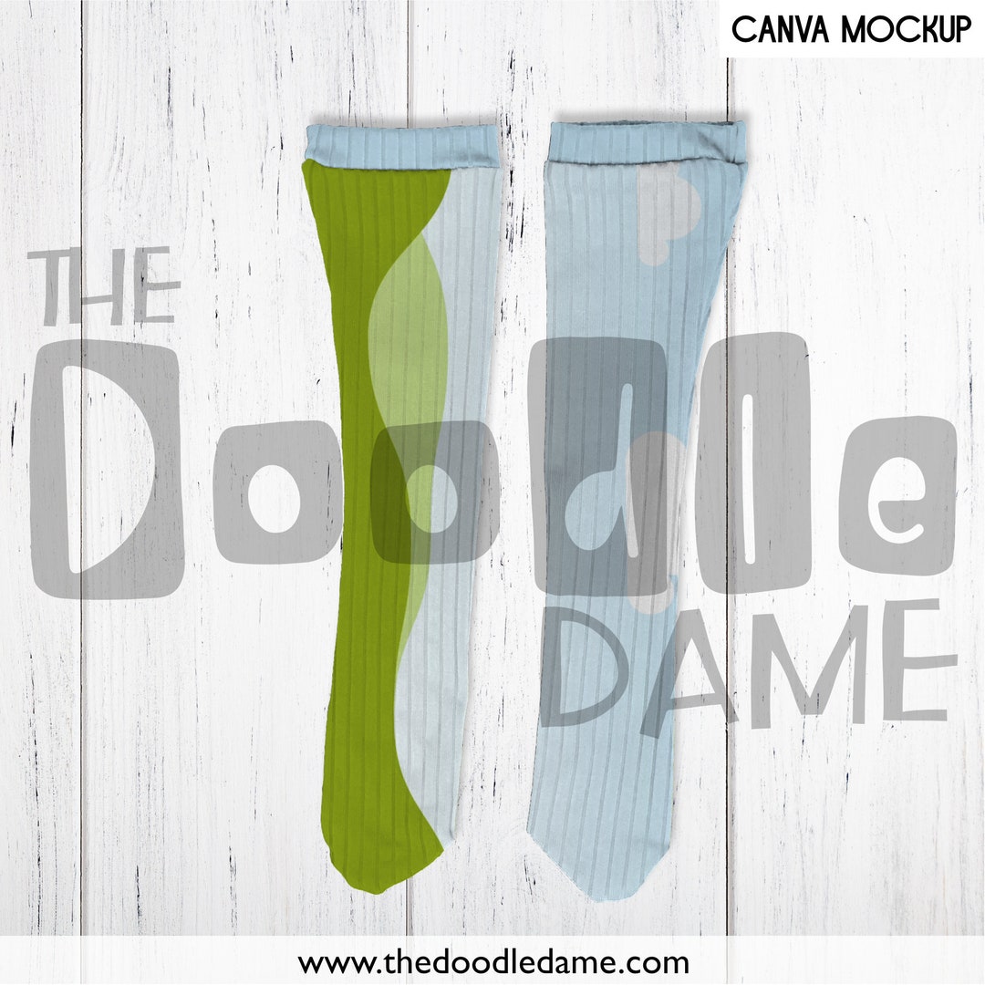 Canva Frame Mockup of Rib Knit Socks - Realistic Mockup - PDF - Drag ...