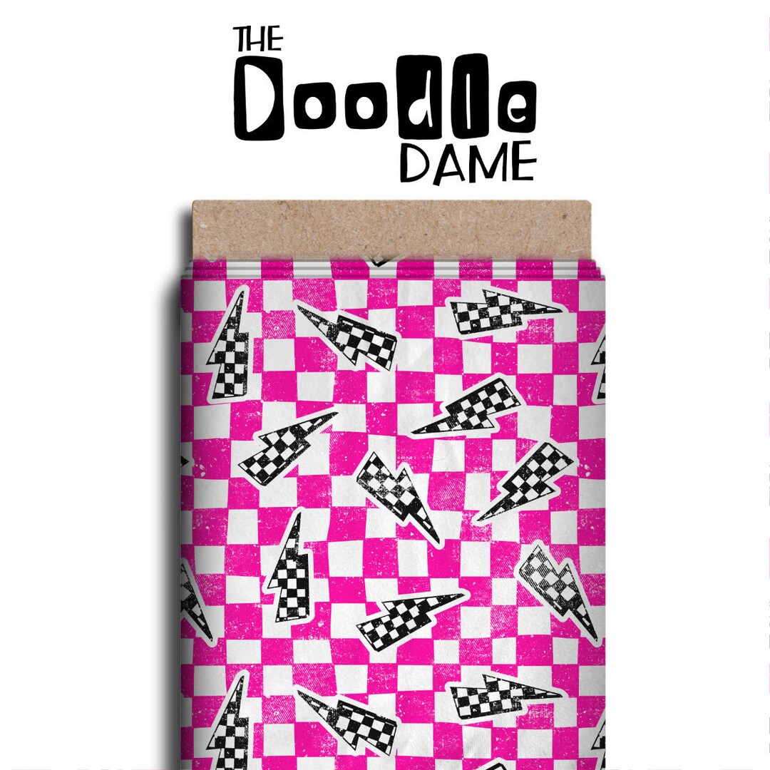 Seamless Digital Pattern Set of Checker Lightning on Pink Background ...